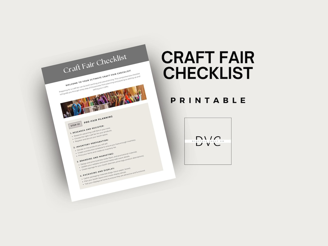 Craft Fair Checklist Printable PDF | Vendor Event Guide | Craft Show ...