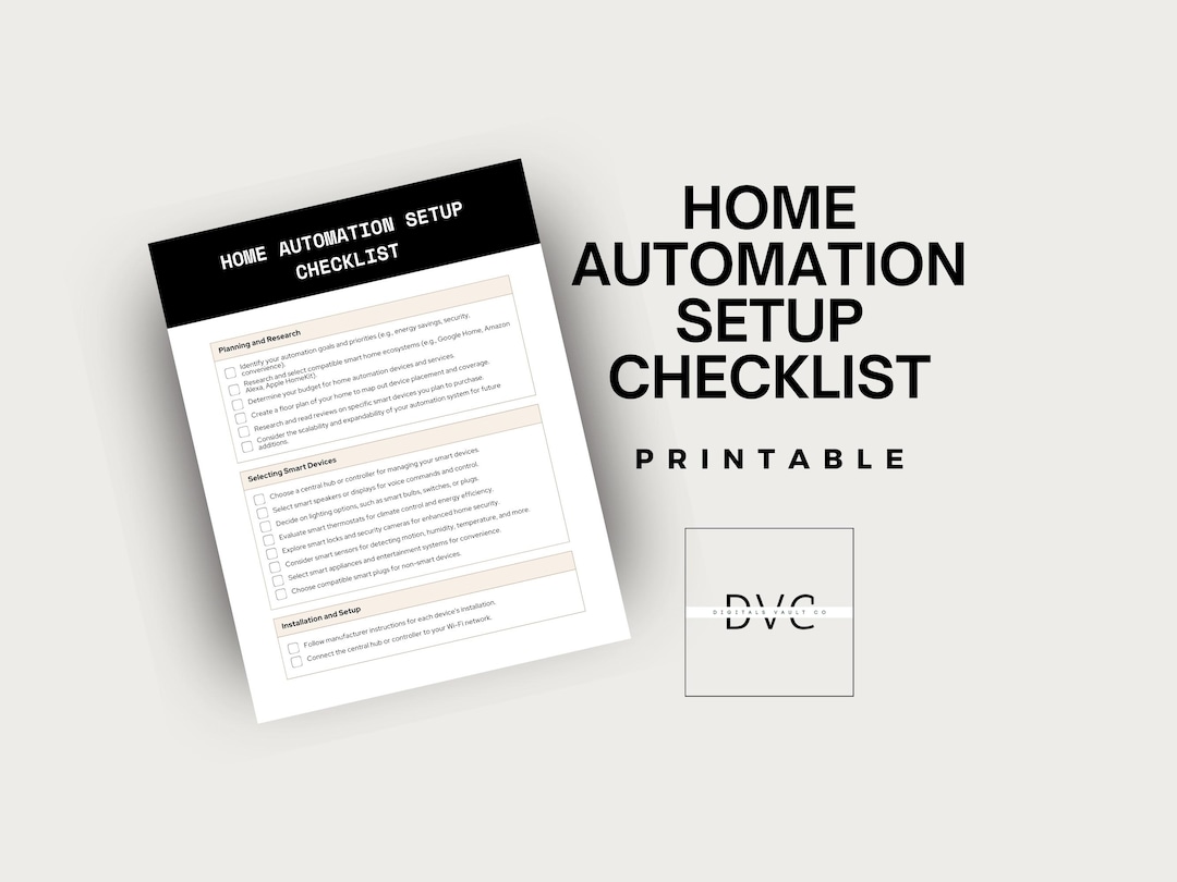 Home Automation Checklist Printable PDF | Simple Smart Home Set-up List ...