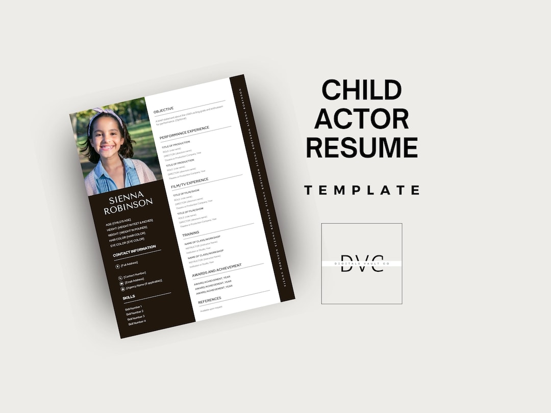 Child Actor Resume Template | Editable Acting Resume for Kids | Young ...