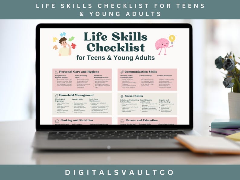 Life Skills Checklist Teen & Young Adults Printable Minimalist PDF ...