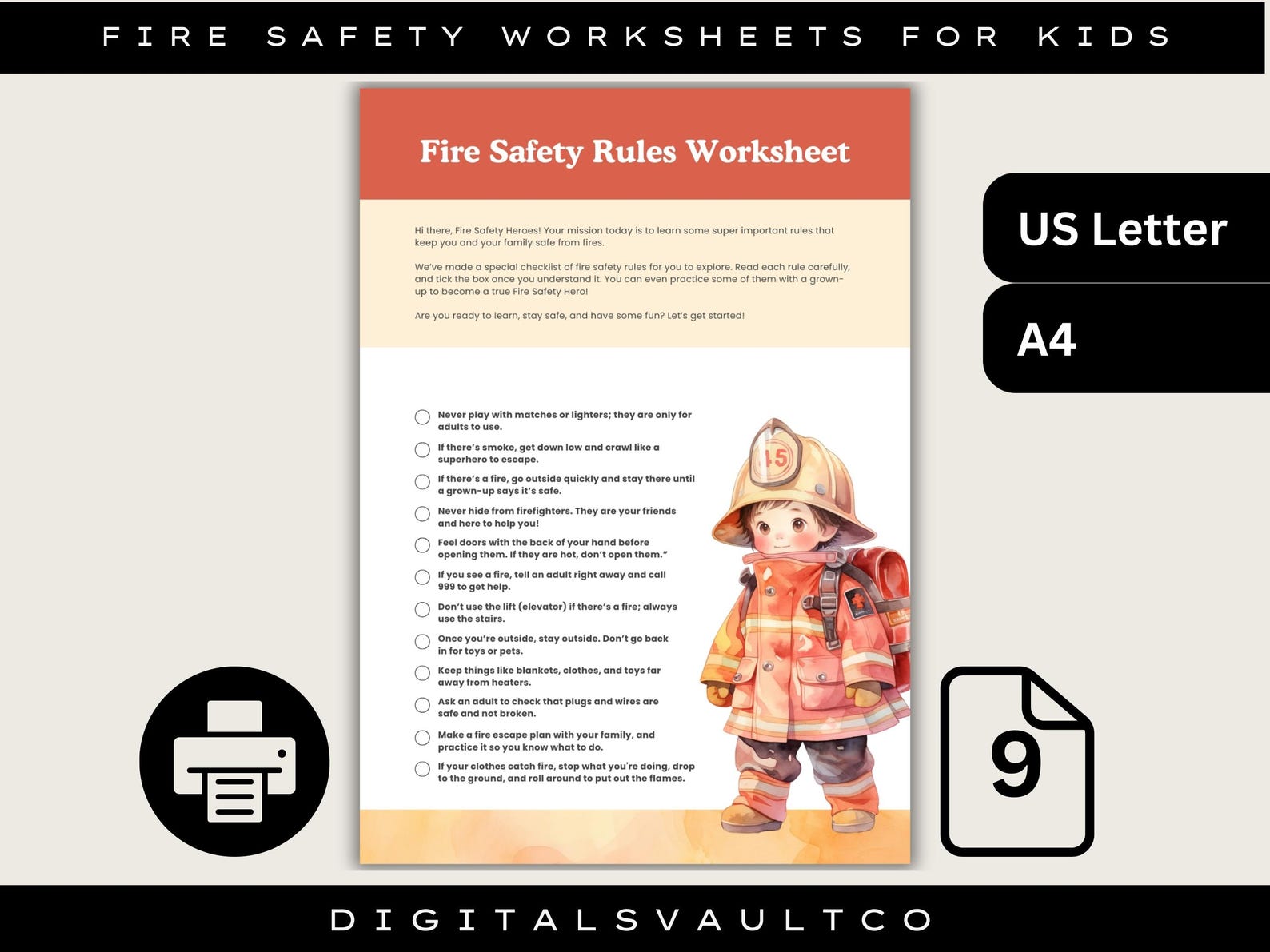 Fire Safety Rules for Kids Activity Sheets PDF | Printable Fire ...