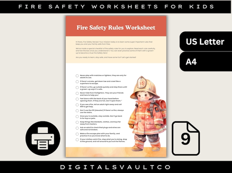 Fire Safety Rules for Kids Activity Sheets PDF | Printable Fire ...
