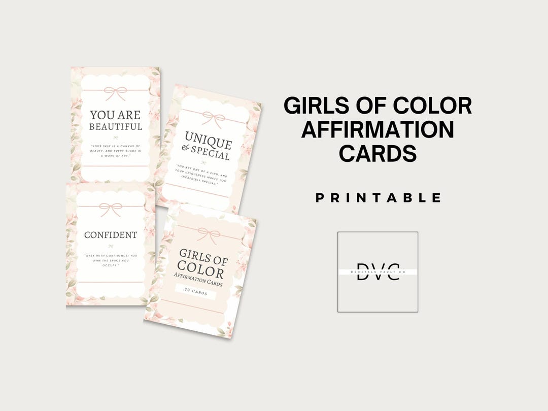 Girls of Color Affirmation Cards PDF Printable Empowerment Mantras ...