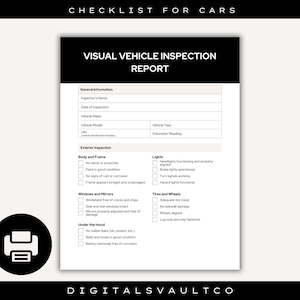 Car Inspection Checklists PDF Printable Vehicle Inspection Forms Auto ...
