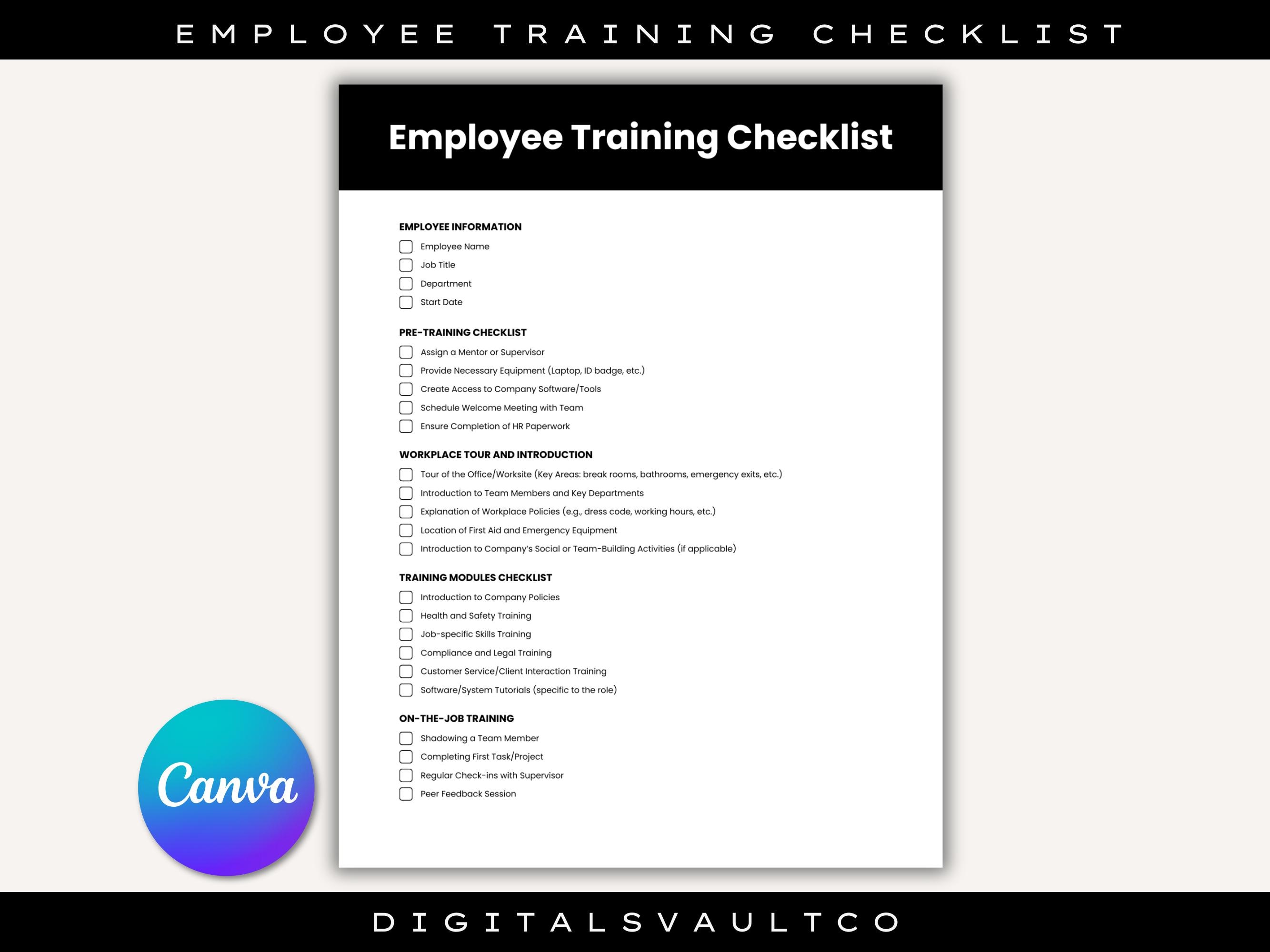 New Employee Training Checklist Template Onboarding Process Planner HR ...