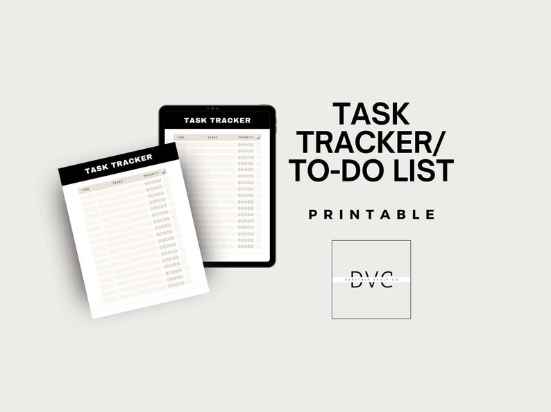 Task Tracker Printable | Minimalist Daily Checklist Productivity ...
