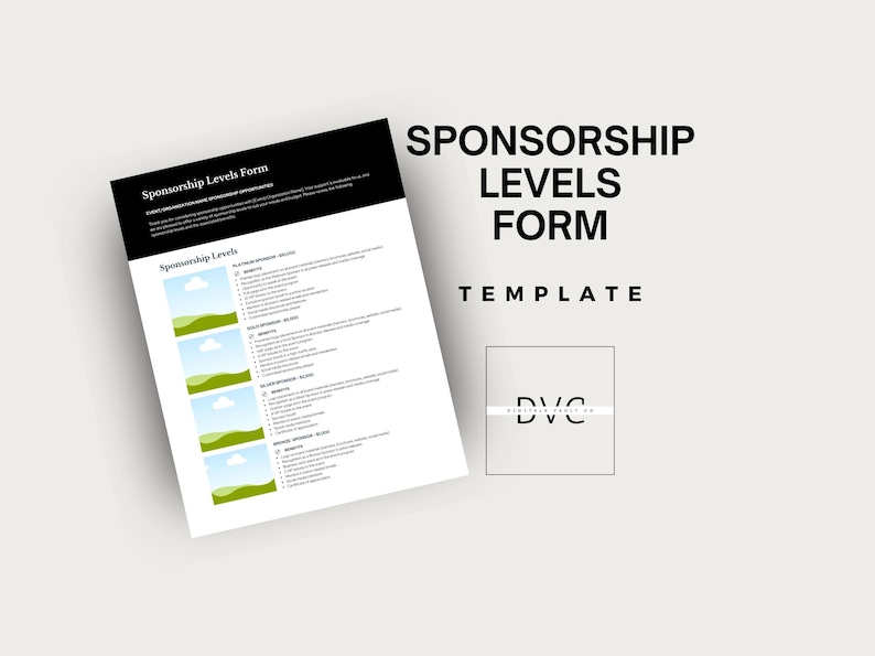 Sponsorship Levels Form Template | Customizable Event Sponsor Pricing ...