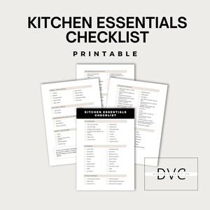 Kitchen Essentials Checklist Minimalist PDF Printable | Kitchen Tools ...