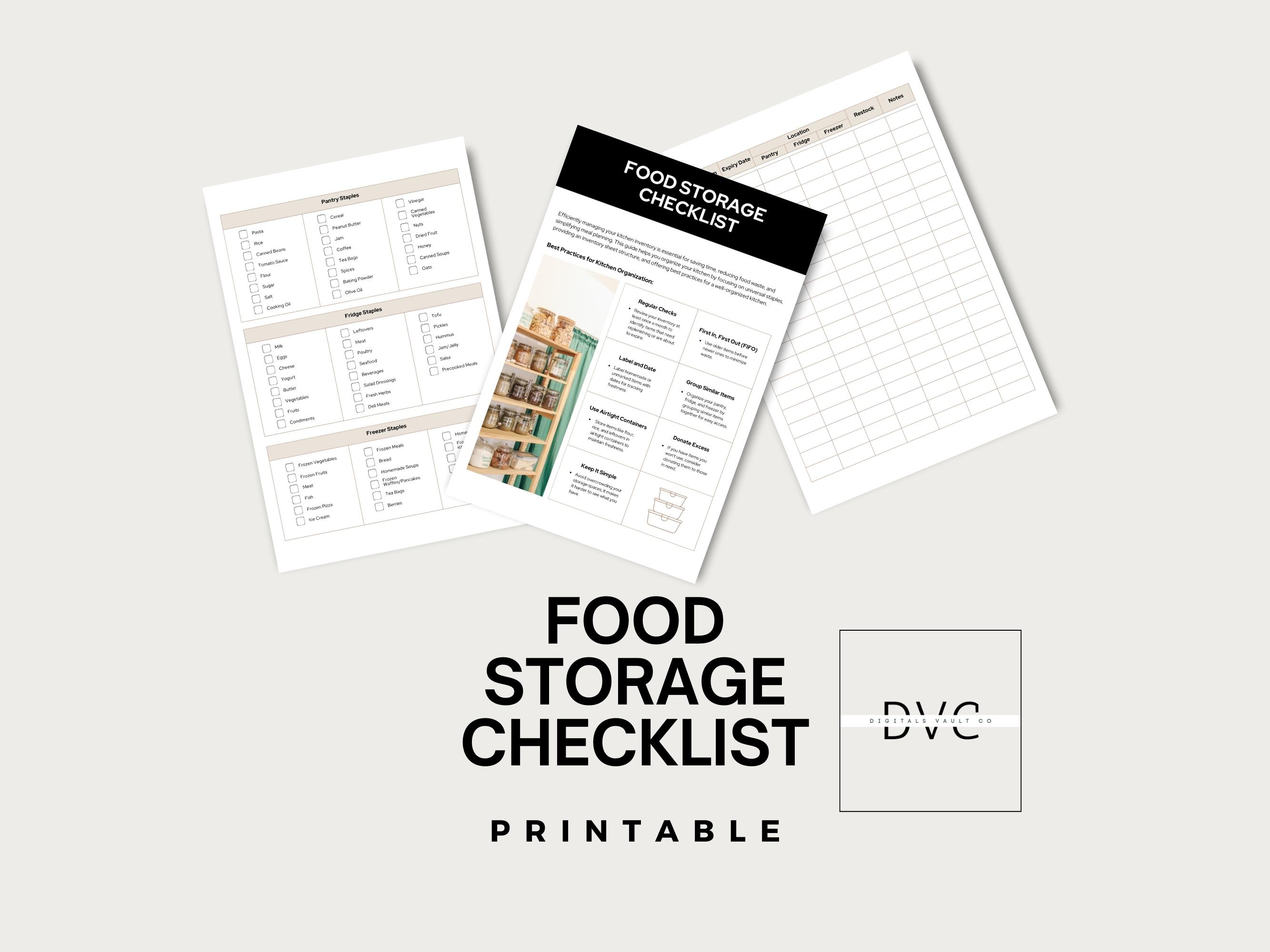 Food Storage Checklist Printable PDF | Simple Pantry Inventory ...