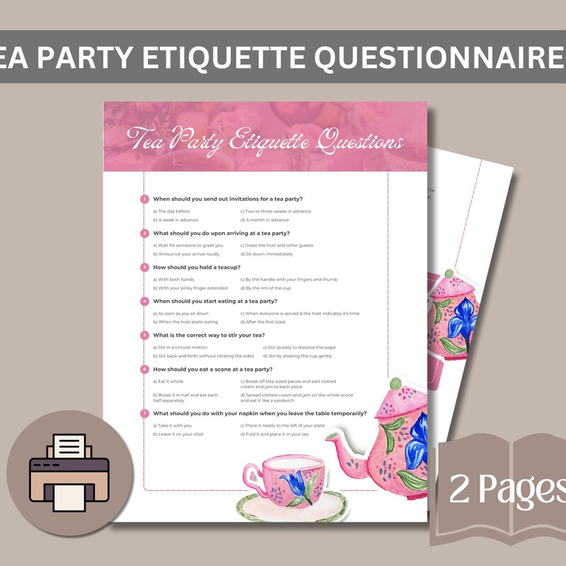 Tea Party Etiquette Game - Etsy