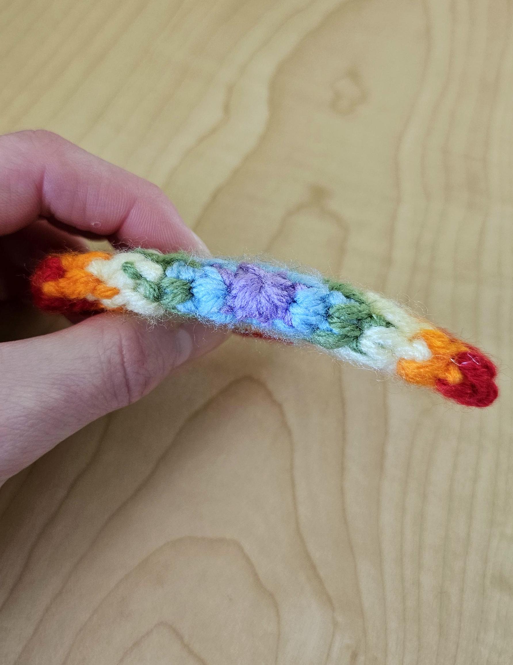Rainbow Fidget Clicker Crochet Keychain, Quiet Fidget Toy for Adults ...