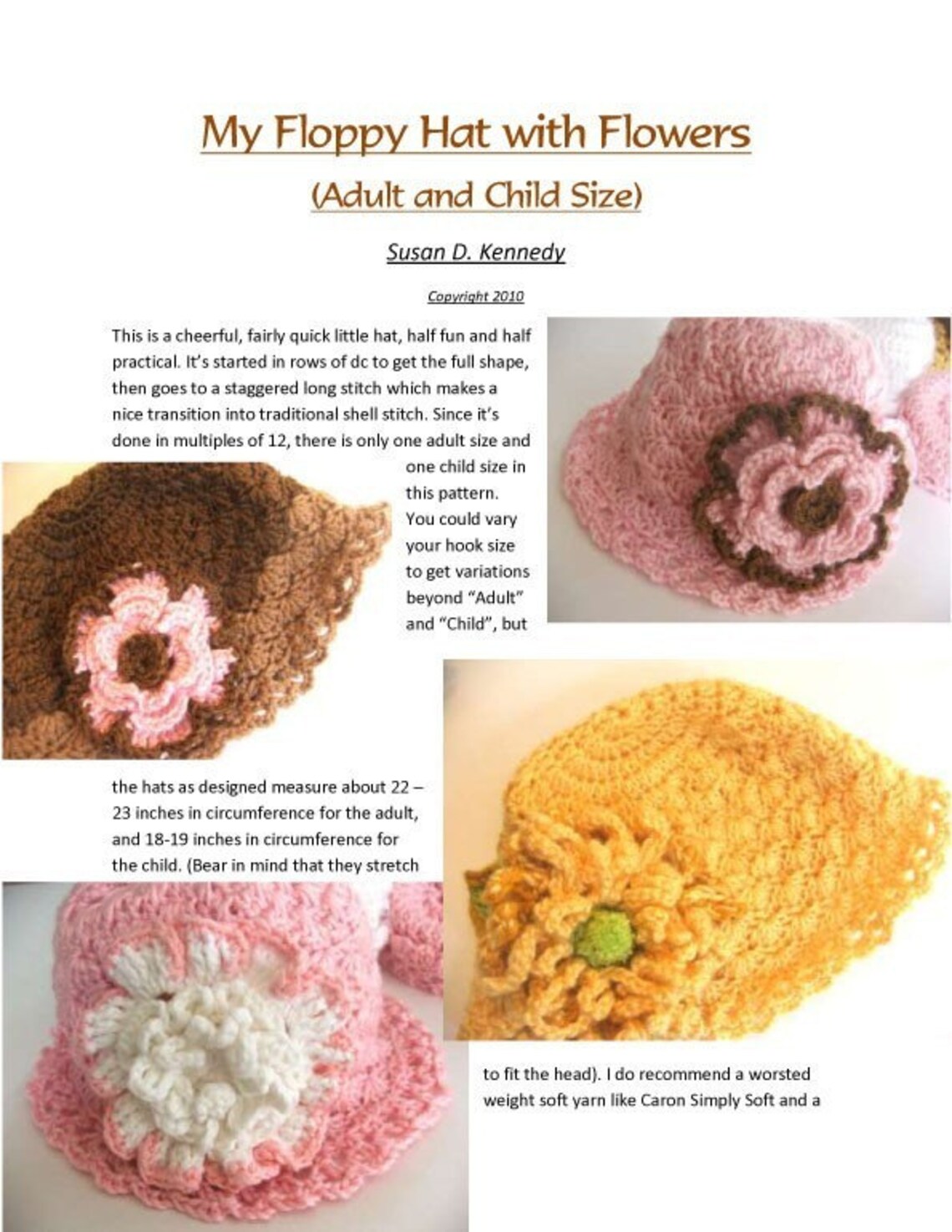 Instant Download Hat Pattern - Child's or Adult's Shell Stitch Hat With ...
