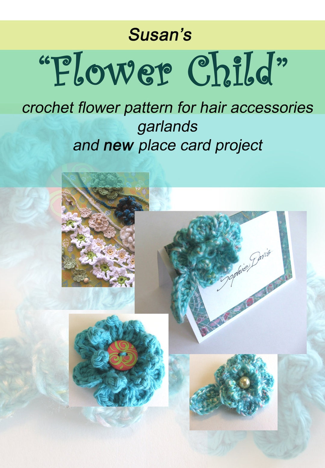 Crochet Flower Pattern: Hair Clip, Place Card Project (PDF Pattern) - Etsy