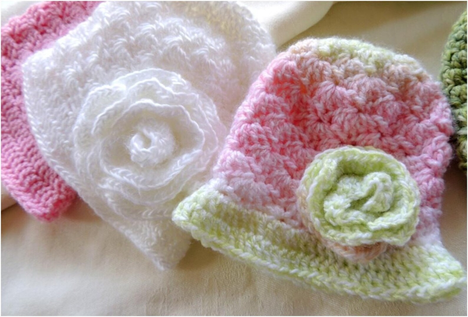 New BABY Hat PATTERN Susan's Baby Shell Stitch Hat and Rose Fast and ...