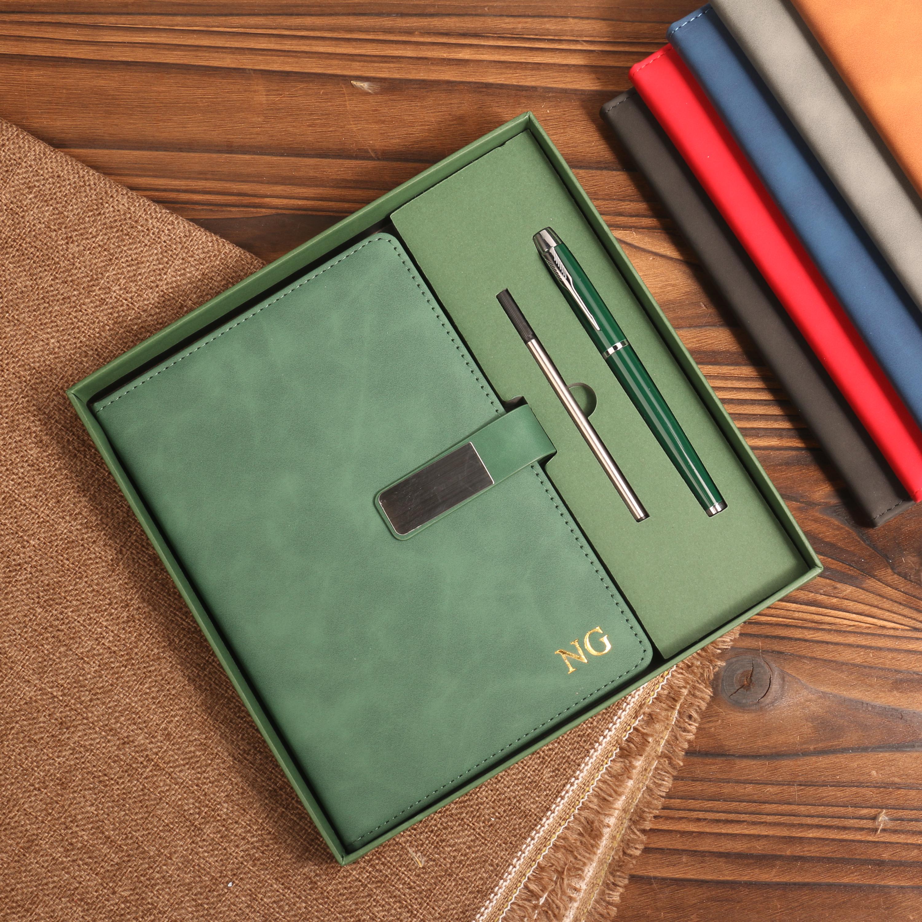 Custom Monogrammed Leather Journal Set, Personalized A5 Leather ...
