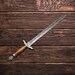 Handmade Forged Damascus Steel Short Sword With Leather Cover, Medieval ...