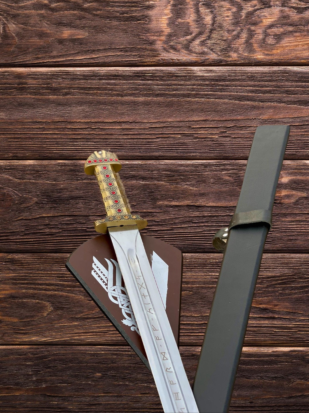 Handmade Vikings King Ragnar Lothbrok Sword With Scabbard and Wall ...