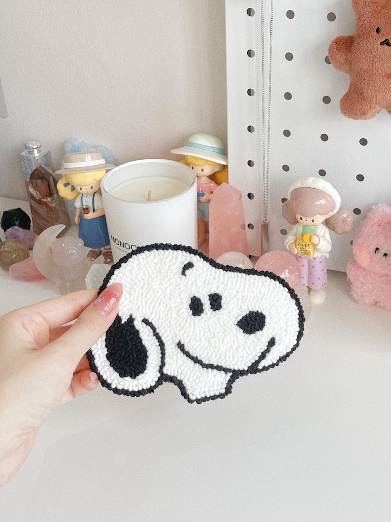 Snoopy Mug Rugs, Handmade Coasters, Punch Needle Mug Rugs, Home Decor ...