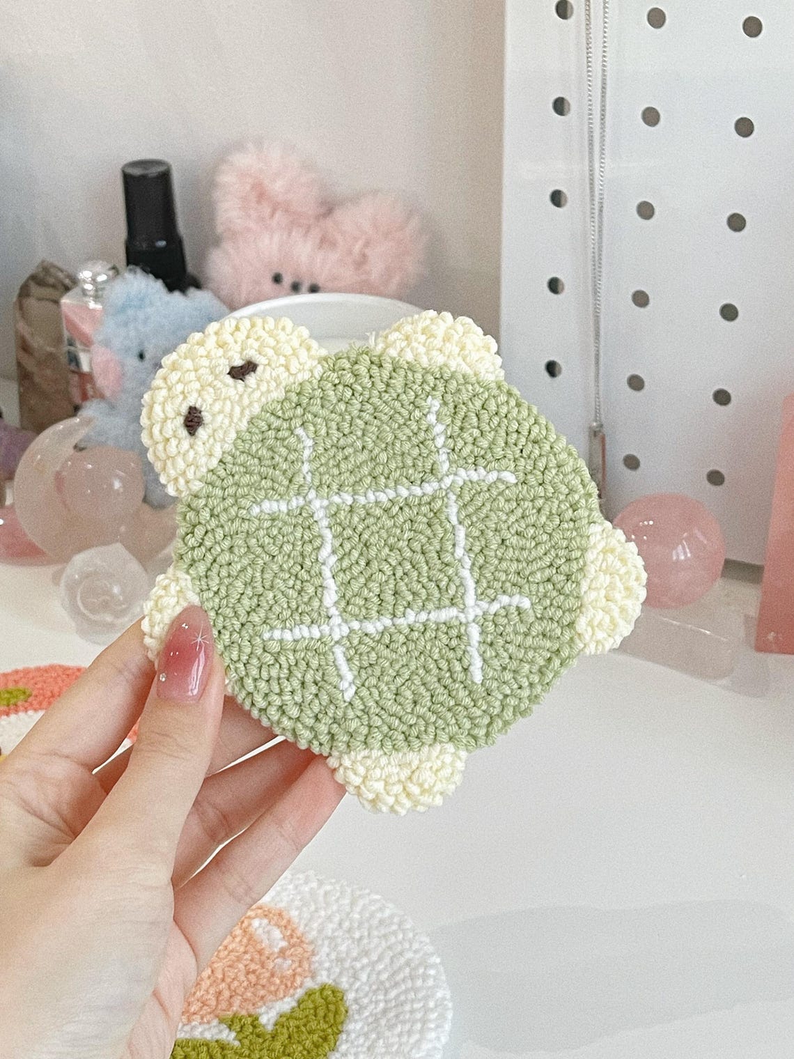 Handmade Turtle Coasters, Punch Needle Mug Rugs, Home Decor, Office ...