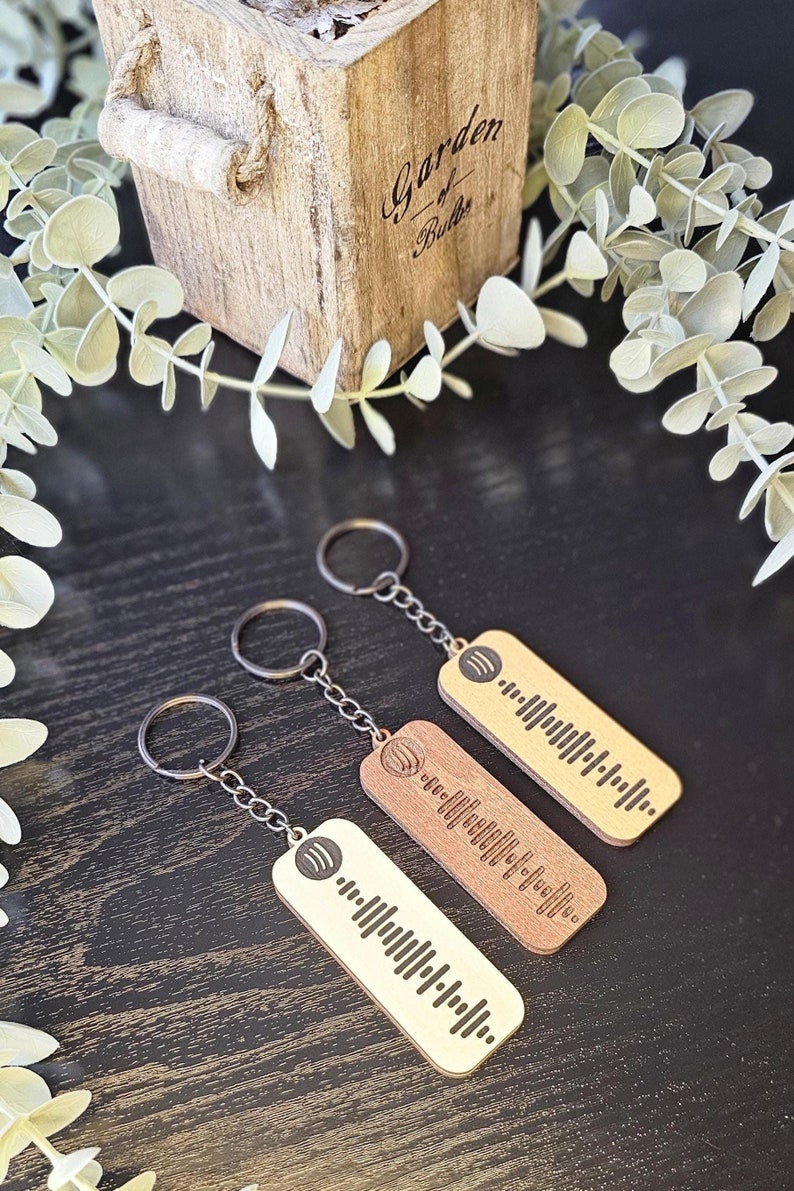 Personalized Spotify Code Wooden Keychain: Engraved Music Gift for Couples, Weddings & Father's ...