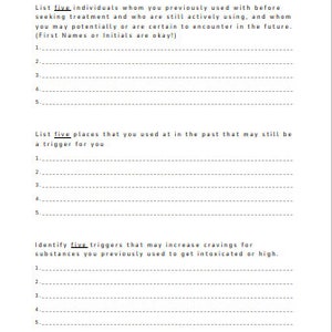 Substance Use Printable Relapse Plan for Counseling, Sobriety, and ...