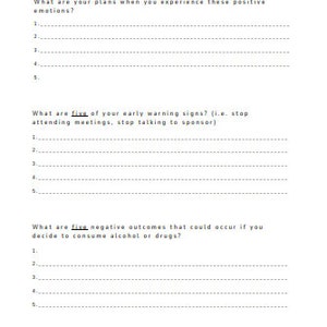 Substance Use Printable Relapse Plan for Counseling, Sobriety, and ...