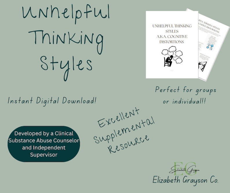 Unhelpful Thinking Styles A.K.A. Cognitive Distortions - Etsy Unhelpful Thinking Styles A.K.A. Cognitive Distortions - Etsy
