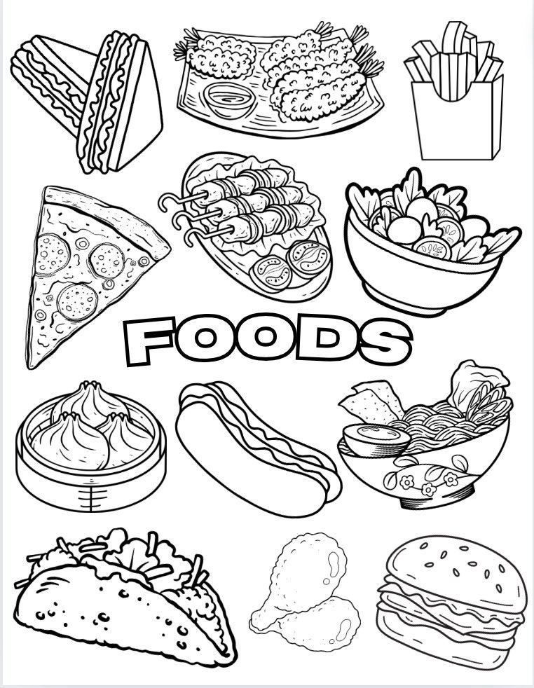 Foods Colouring Page - Etsy
