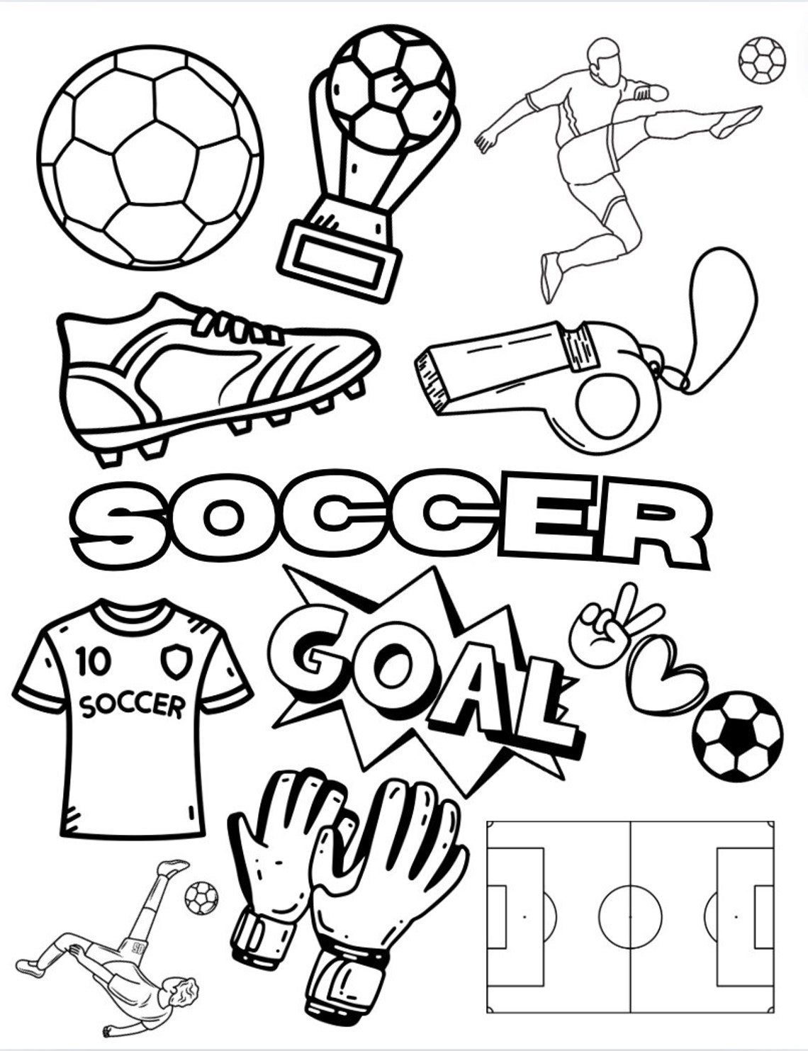 Soccer Colouring Page - Etsy