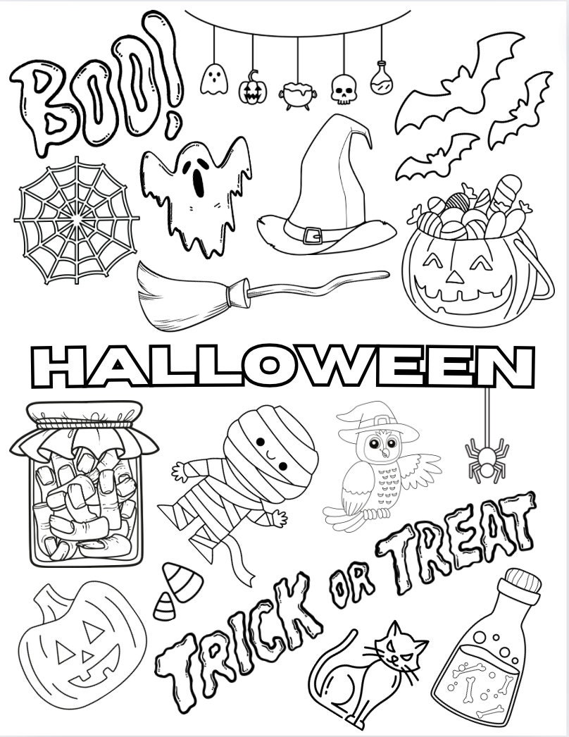 Halloween Colouring Page - Etsy