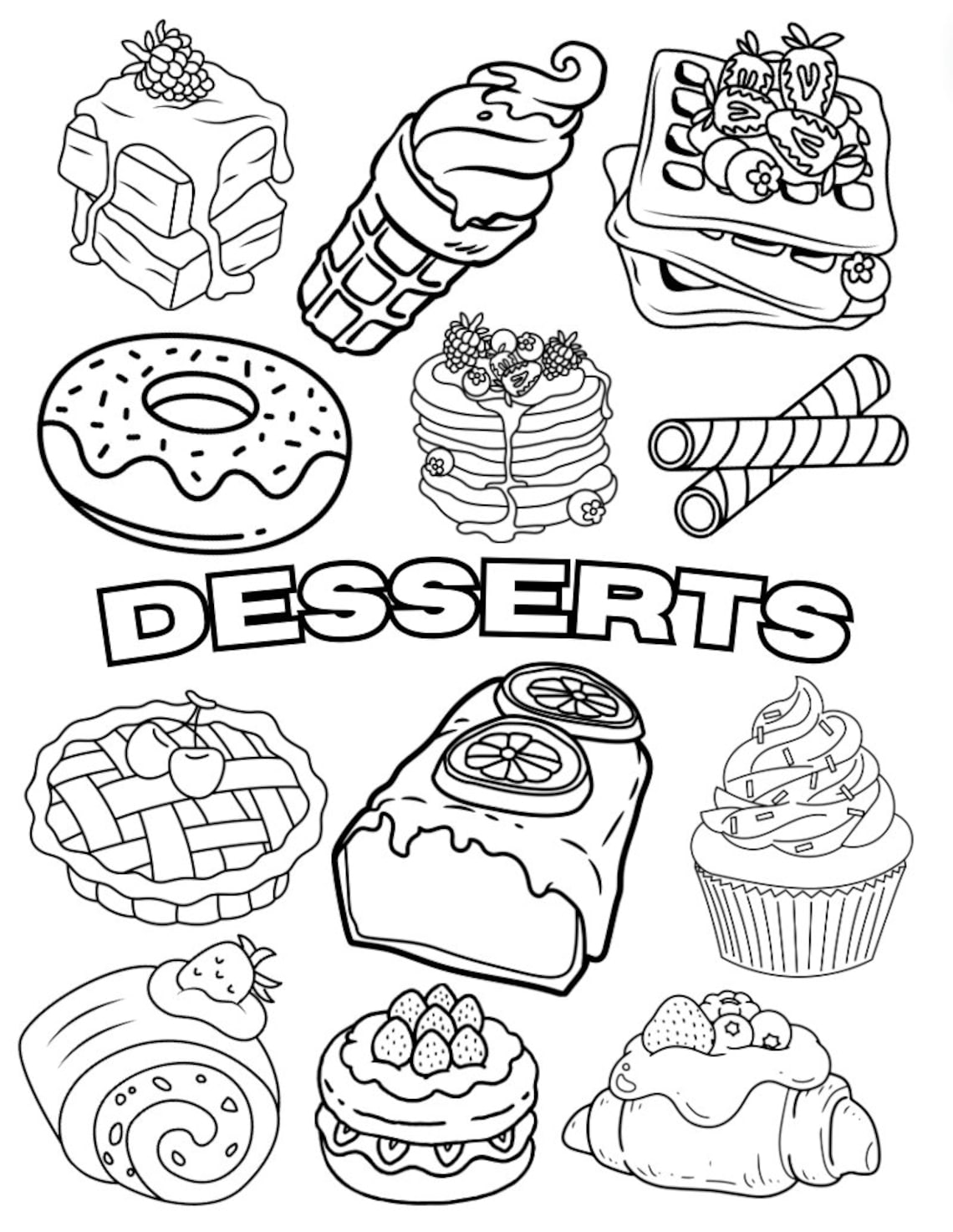 Desserts Colouring Page - Etsy