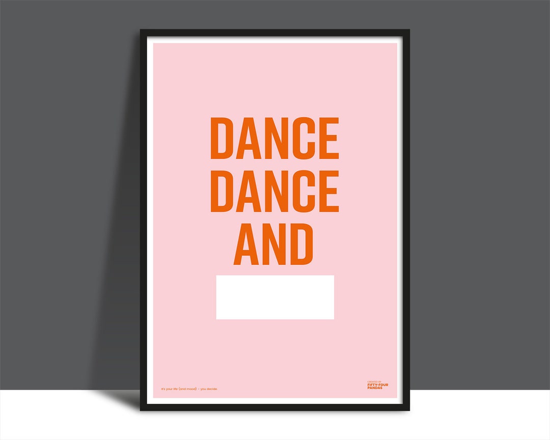 Dance Dance Type Printable Design, Fun Cool Typography Graphic Design ...