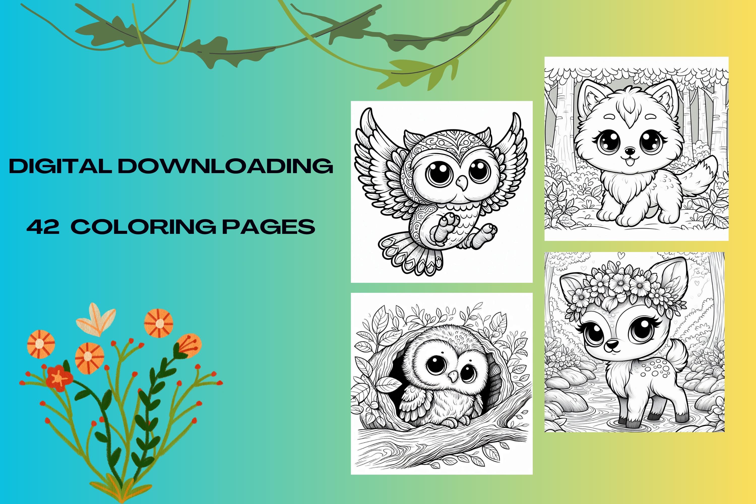 42 Cute Baby Forest Animals Coloring Pages | Kawaii Animal Coloring ...