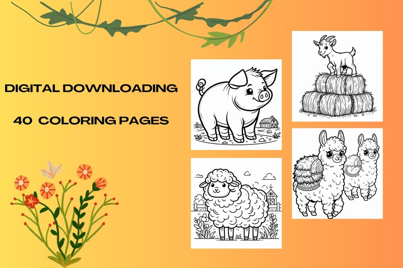 40 Cute Baby Farm Animals Coloring Pages | Kawaii Animal Coloring Book ...