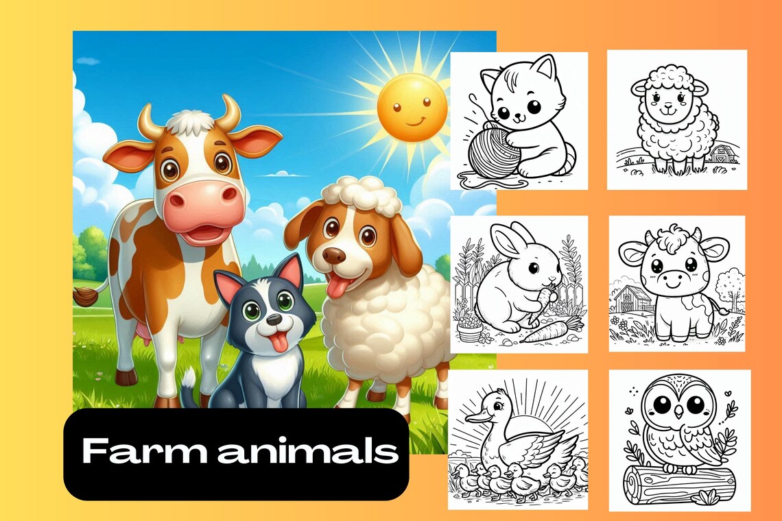 40 Cute Baby Farm Animals Coloring Pages | Kawaii Animal Coloring Book ...