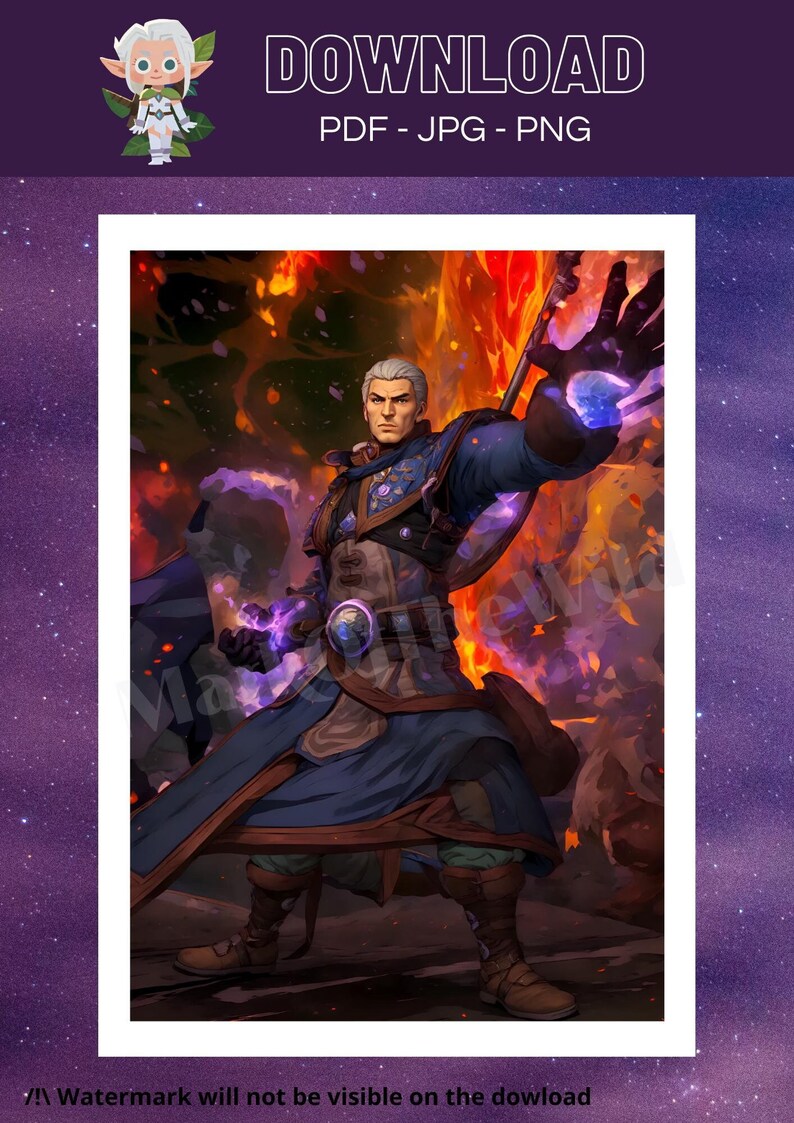 Khadgar, World of Warcraft, Wow, Digital Download, MMORPG, Poster, Wall Art, Digital Art, Gamer ...