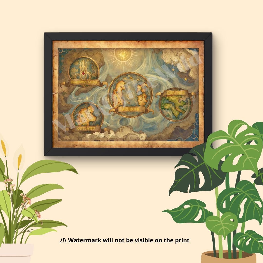 Poster, Poster, Azeroth, Map, World, World of Warcraft, Wow, Wall Art ...