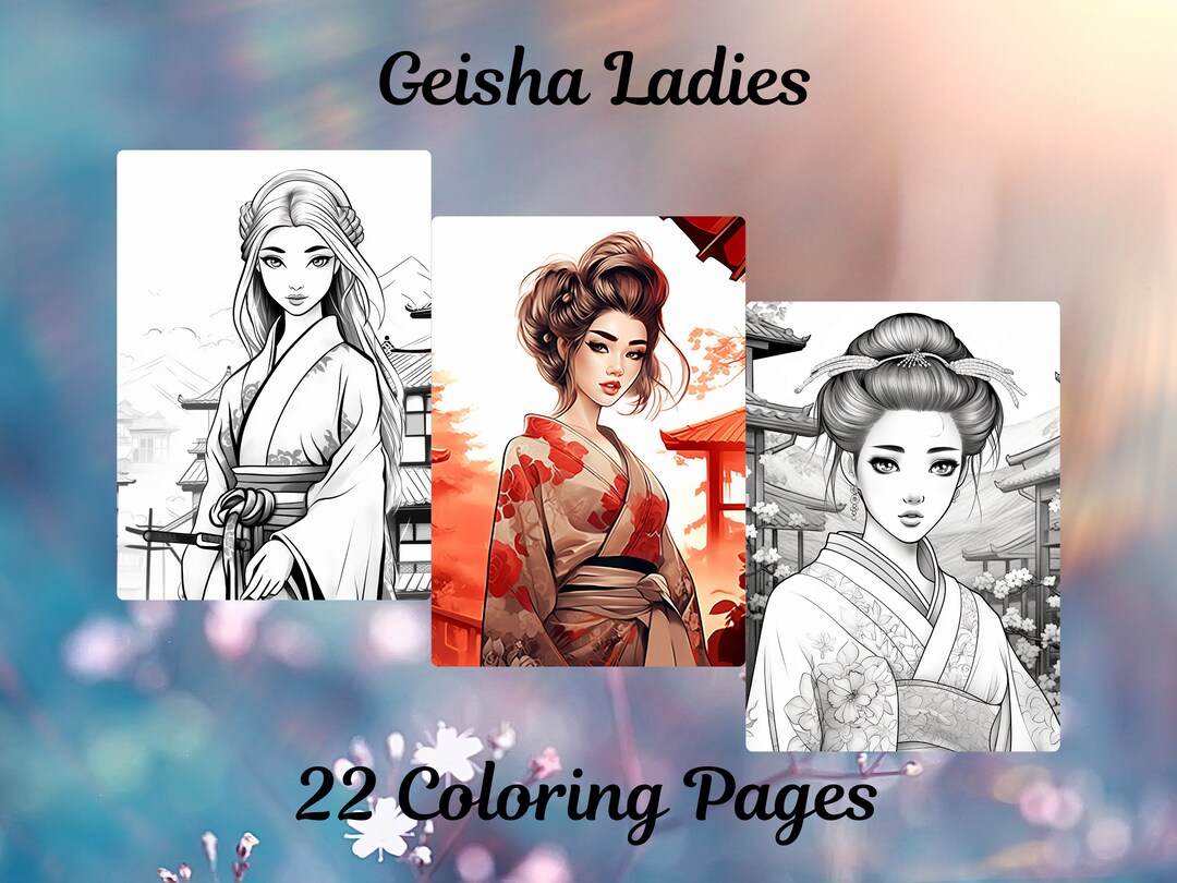 22 Geisha Women Adult Coloring Pages Printable Coloring Pages Instant ...