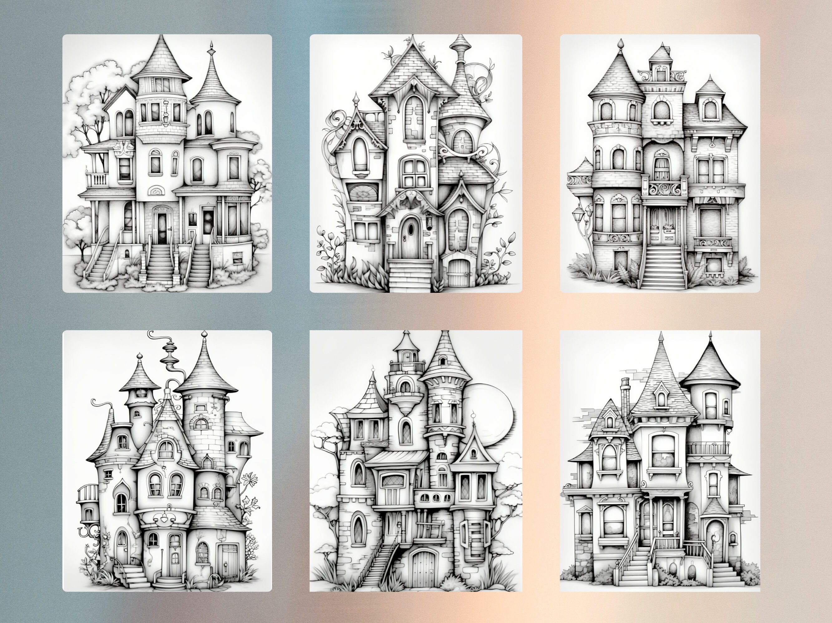 30 Doodle Houses Adult Coloring Pages Printable PDF, Instant Download ...