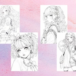 30 Decora Girls Anime Coloring Pages, Printable PDF, Instant Download ...