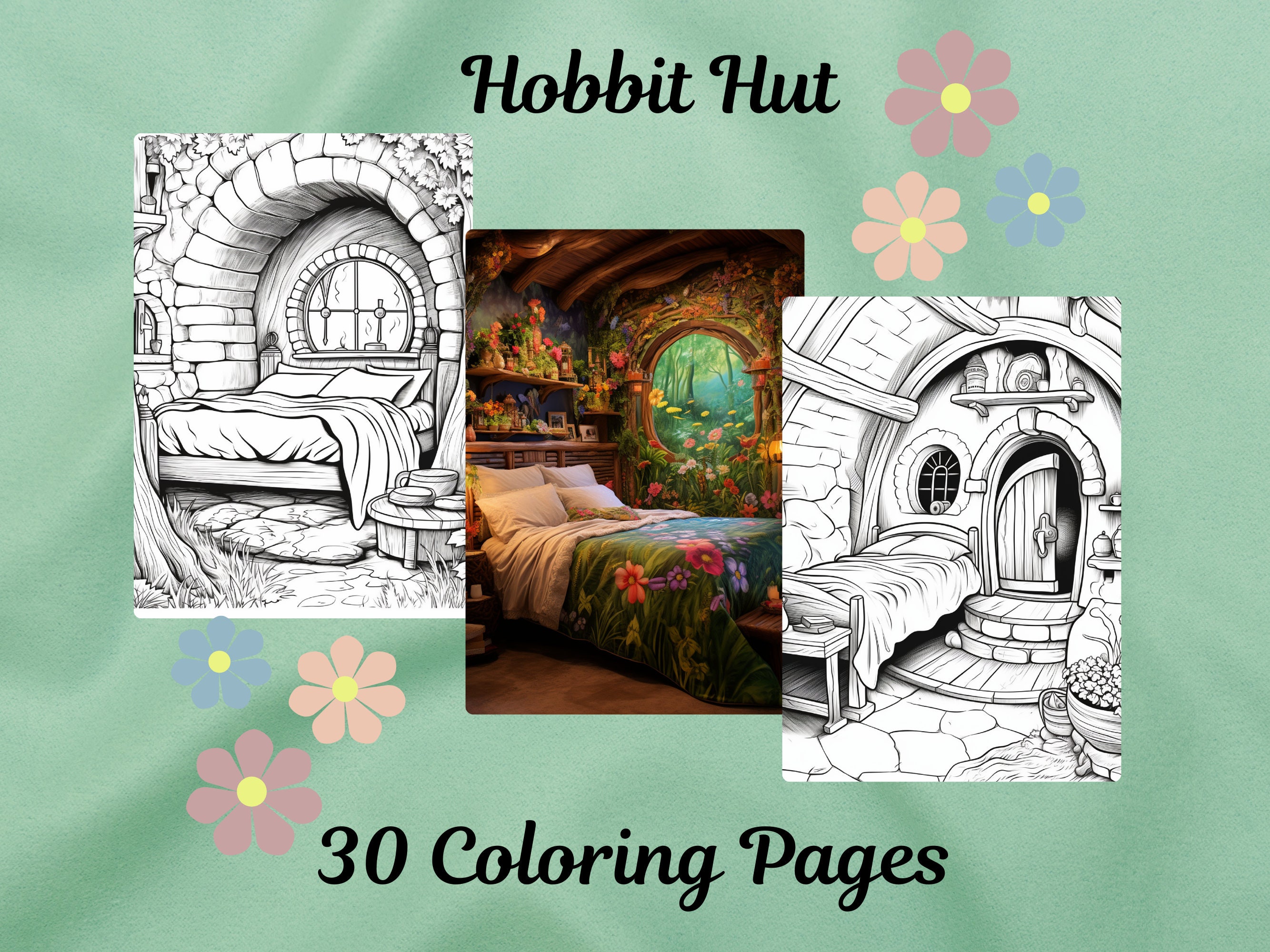 30 Hobbit Huts Adult Fantasy Coloring Pages Printable Coloring Pages ...
