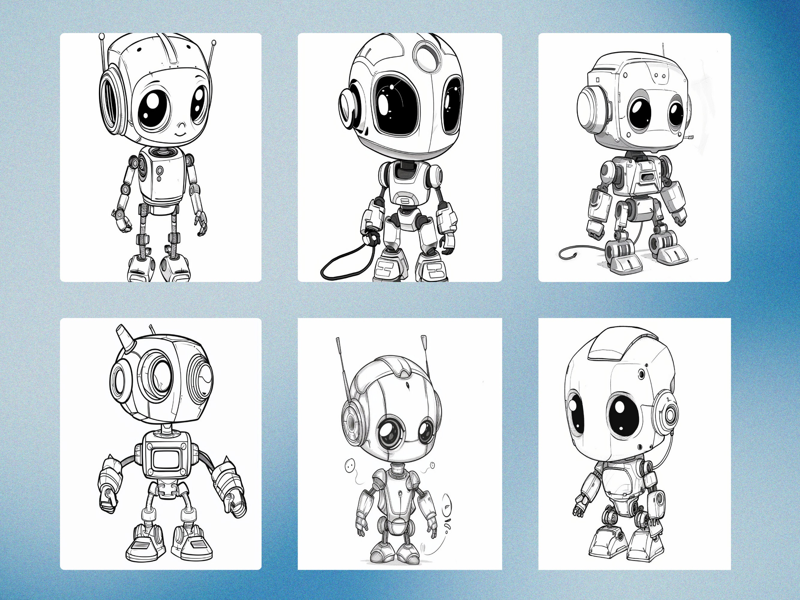 30 Robot Coloring Pages for Kids - Printable PDF, Instant Download - Etsy