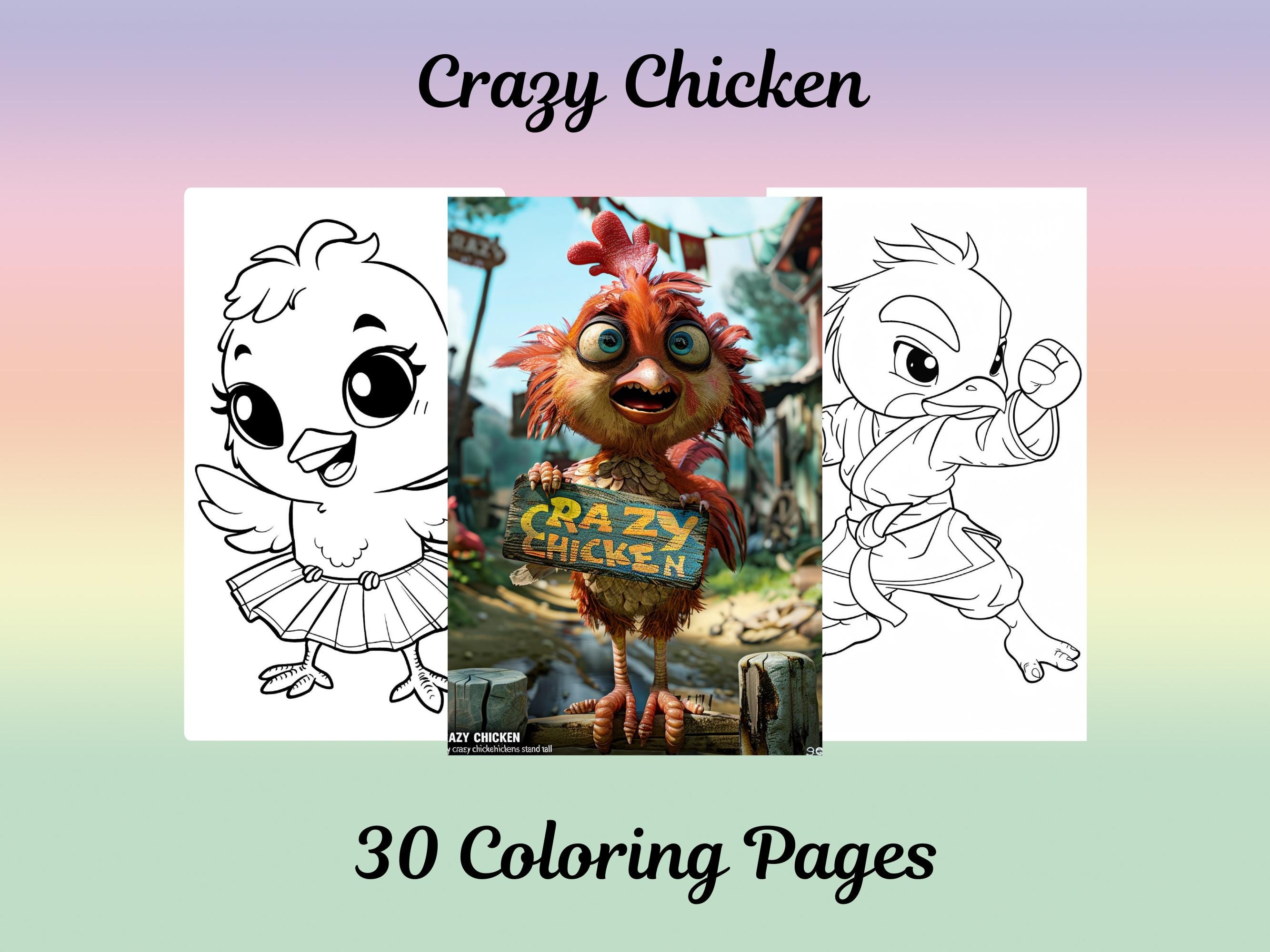 30 Crazy Chicken Coloring Pages for Kids Children's Coloring Pages ...