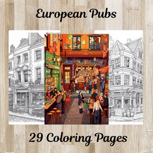 29 European Pub Grayscale Coloring Pages Adult Coloring Pages Printable ...