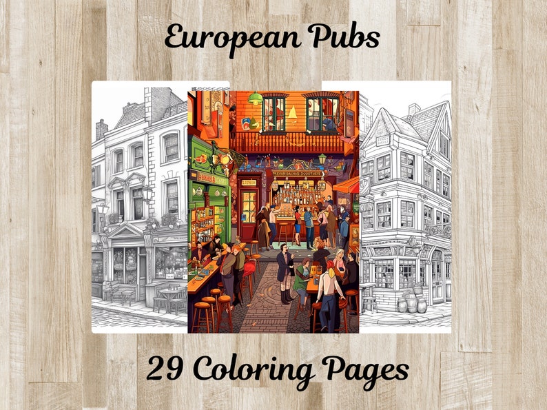 29 European Pub Grayscale Coloring Pages Adult Coloring Pages Printable ...