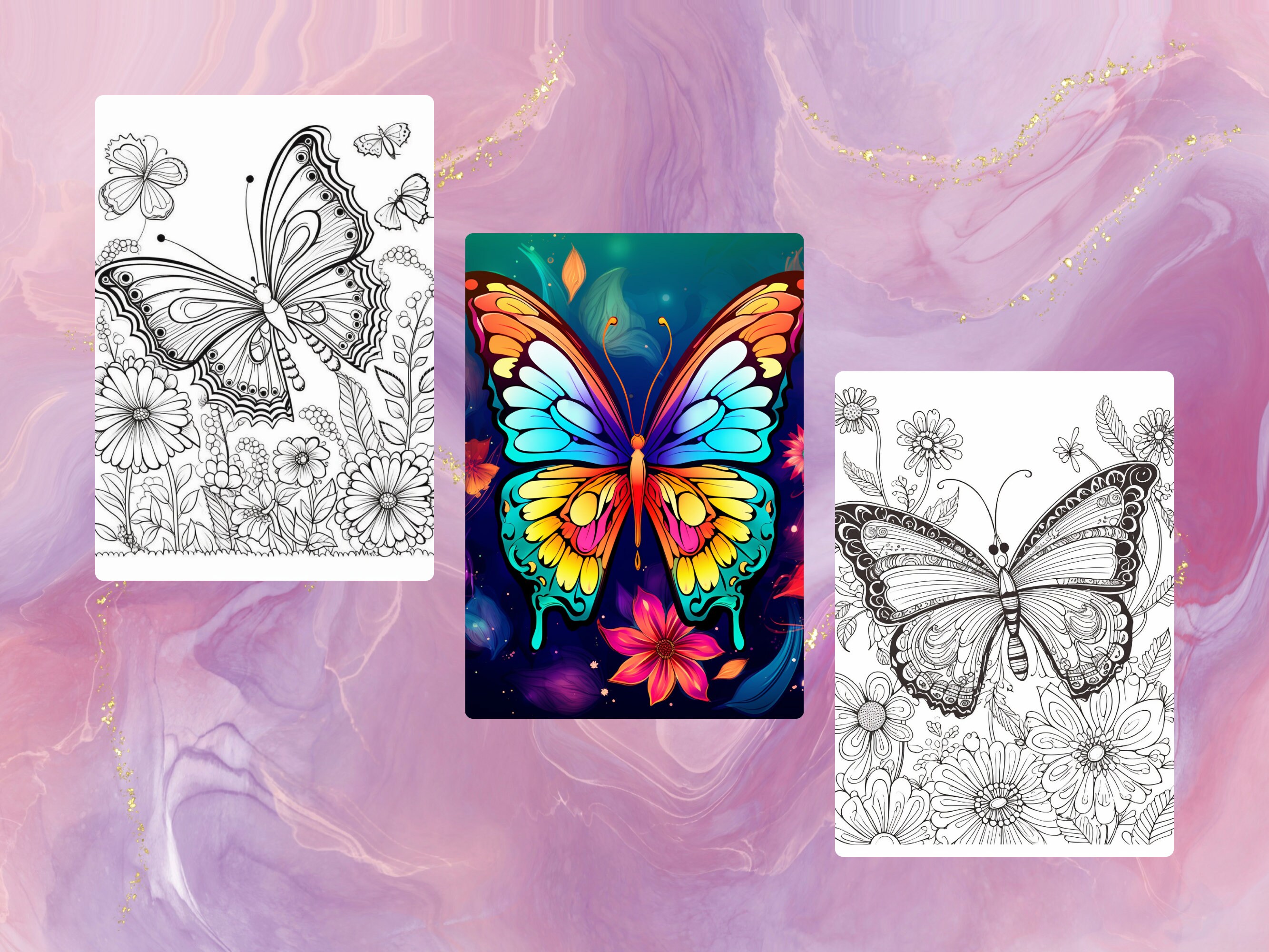 30 Butterflies Adult Coloring Pages Printable Coloring Pages Instant ...