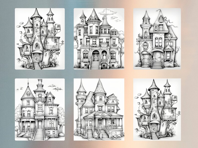 30 Doodle Houses Adult Coloring Pages Printable PDF, Instant Download ...