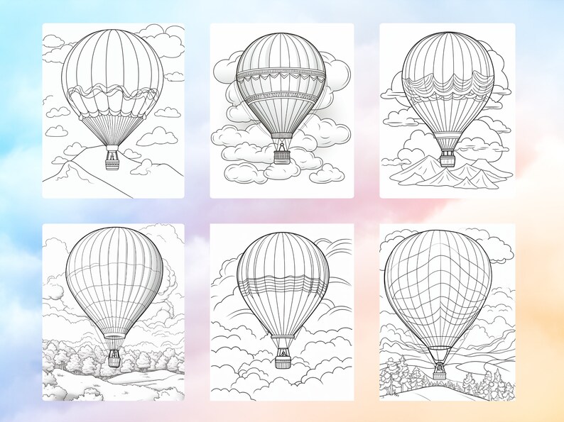 30 Hot Air Ballon Coloring Pages Adult Coloring Pages Printable PDF ...
