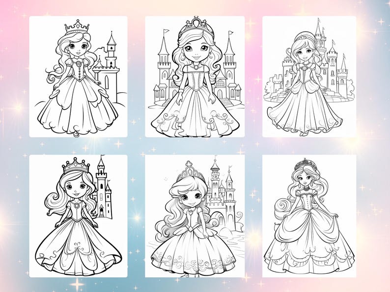 30 Princess and Castle Coloring Pages for Kids Children's Coloring ...