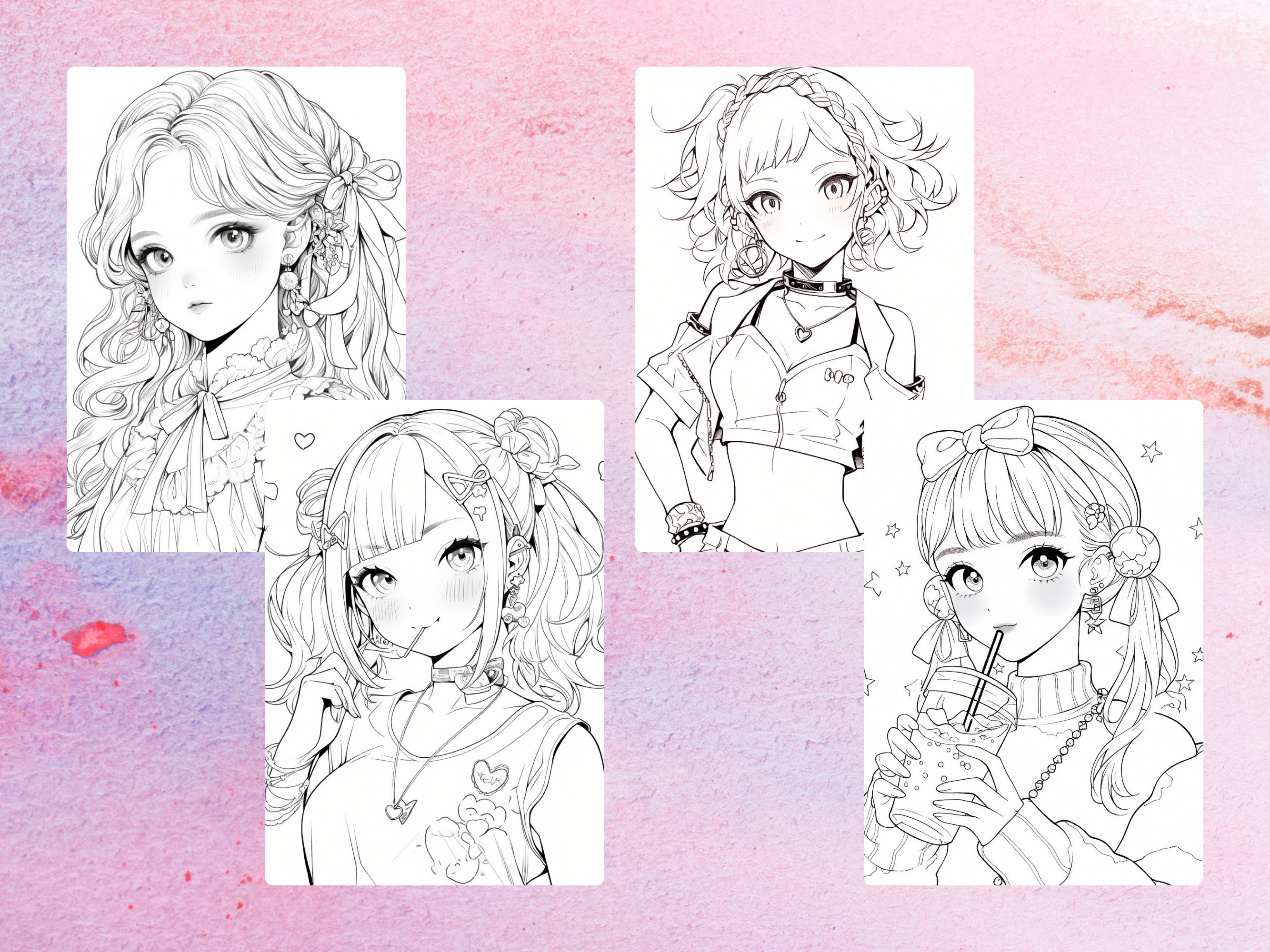 30 Decora Girls Anime Coloring Pages, Printable PDF, Instant Download ...